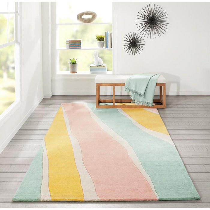 Novogratz Delmar Abstract Handmade Tufted Wool Yellow/Green/Pink Area ...