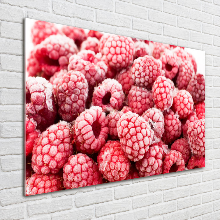 Ebern Designs Frozen Raspberries - Unframed Art Prints on Glass ...
