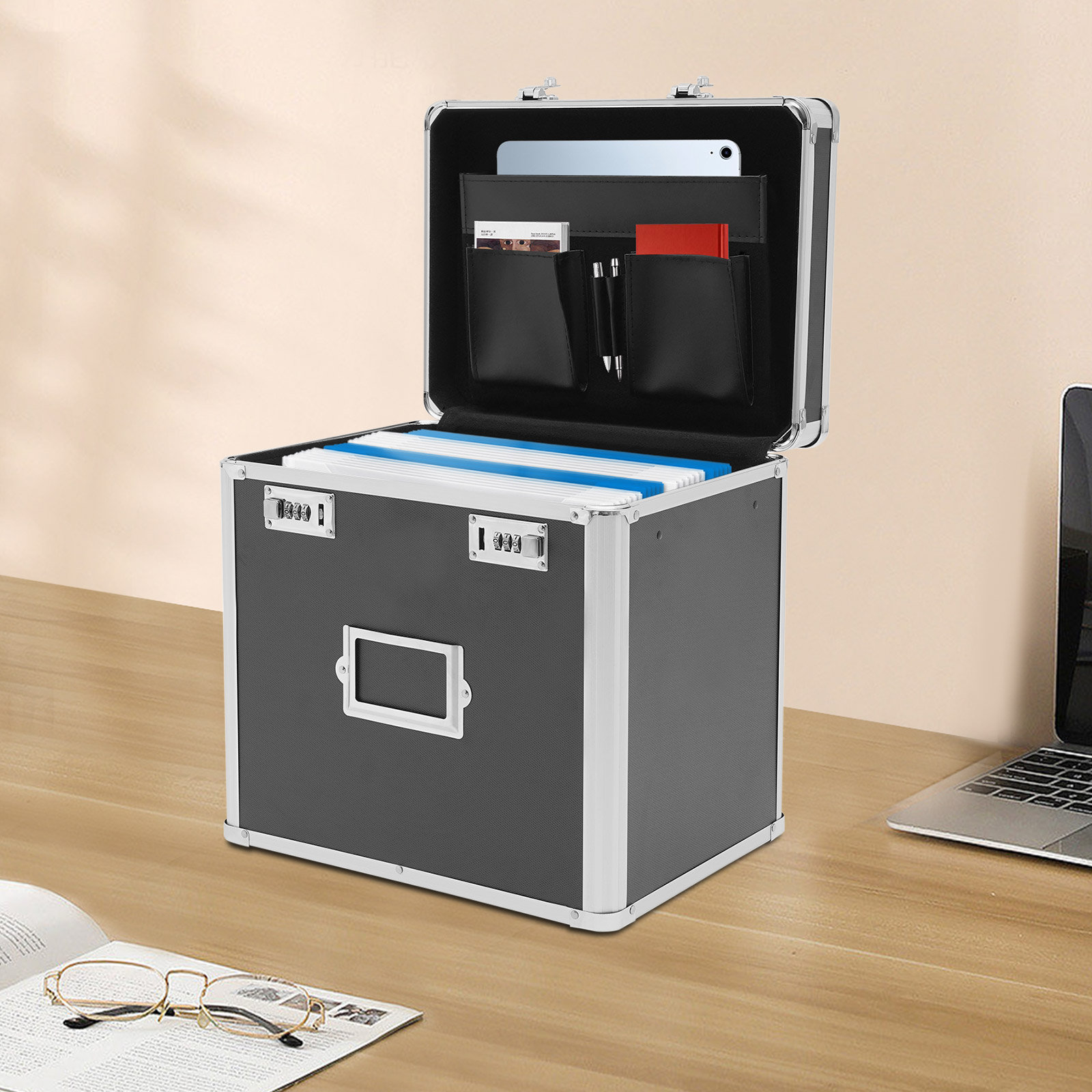 FRONG 13.4" H X 13.8" W Lockable File Organizer Storage Box | Wayfair