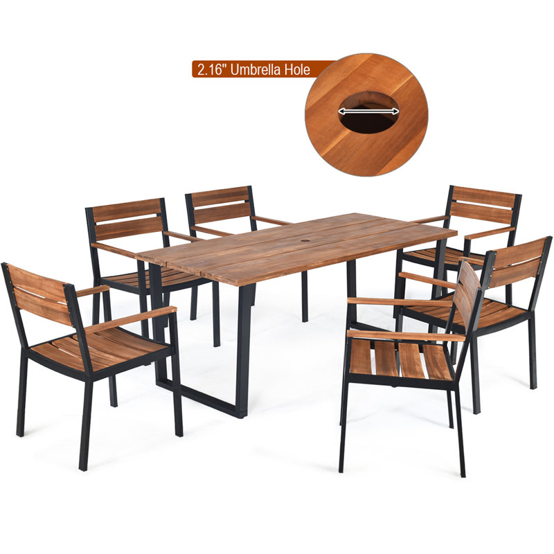 Loon Peak® Janousek Rectangular 6 - Person Outdoor Dining Set & Reviews ...