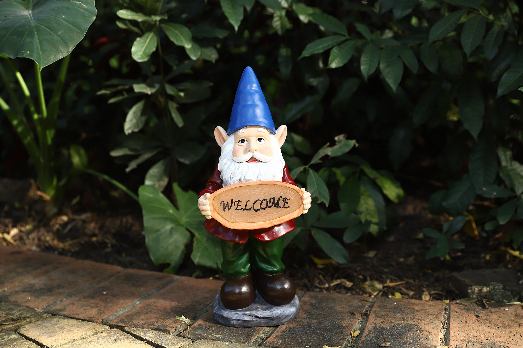 Trinx Solar Garden Gnome Welcome Home Outdoor Statue with Spotlight ...