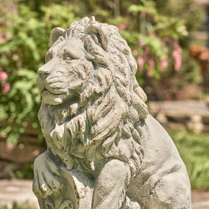 Bloomsbury Market 2 Piece Tall Magnesium Lion Sentry Statue Set ...