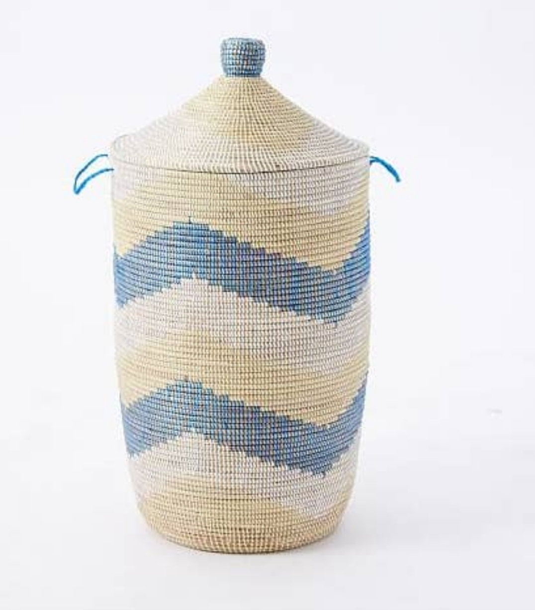 Casa De Mansa Interiors Yellow And Navy Senegalese Basket | Wayfair