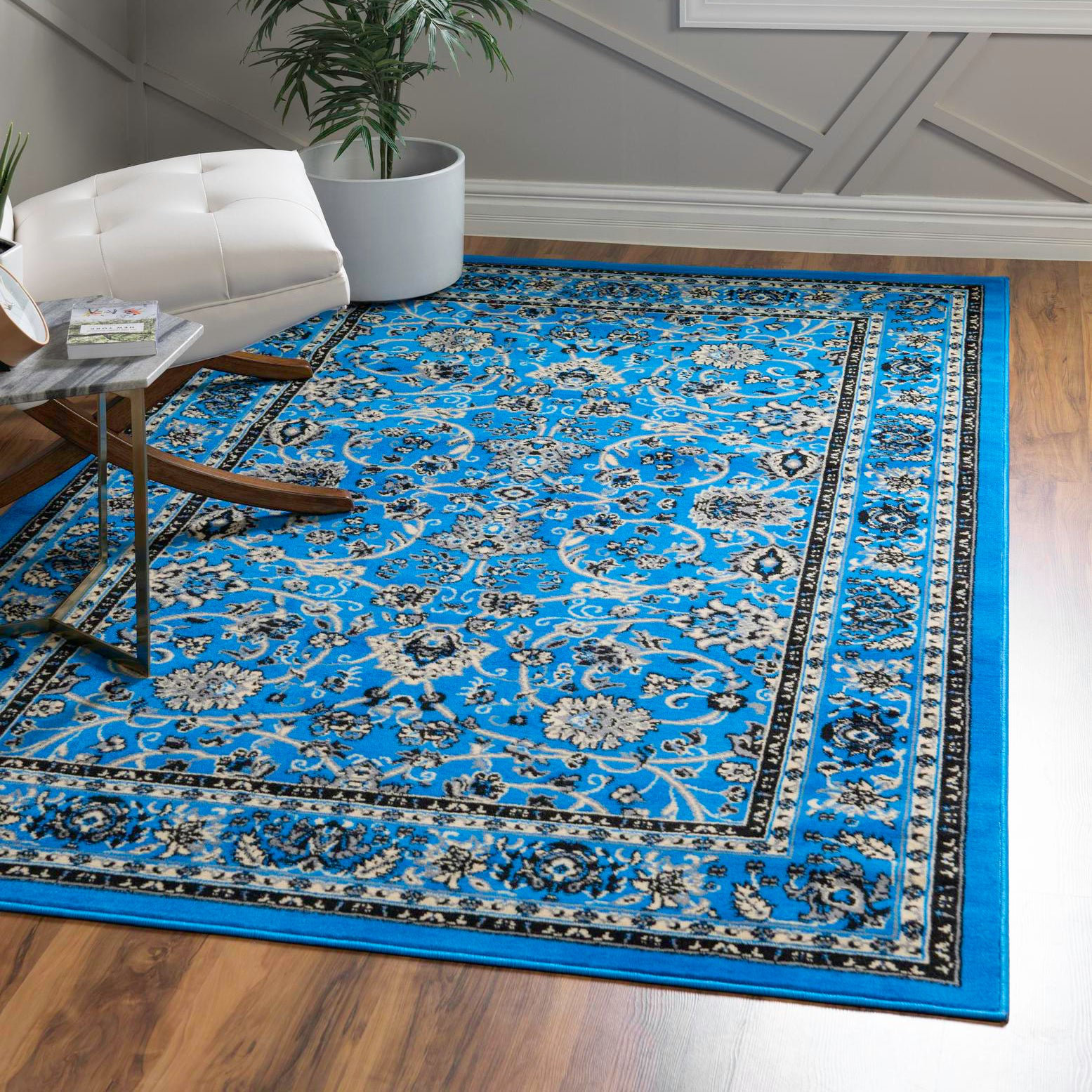 Charlton Home® Hanan Performance Bright Blue Rug & Reviews | Wayfair