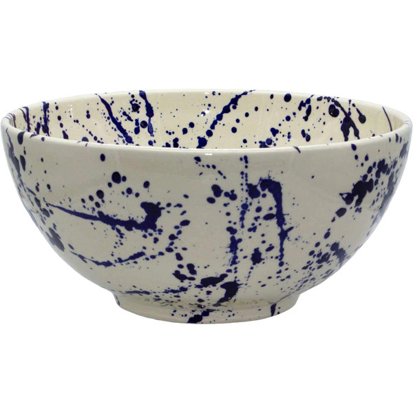 Ivy Bronx Ayaka Blue Splatter Deep Serving Bowl | Wayfair.co.uk