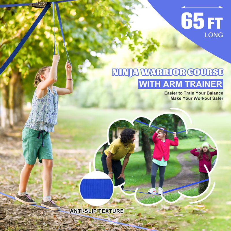 Gentle Booms Sports Ninja Warrior Set 2x65FT Ninja Warrior Obstacle ...