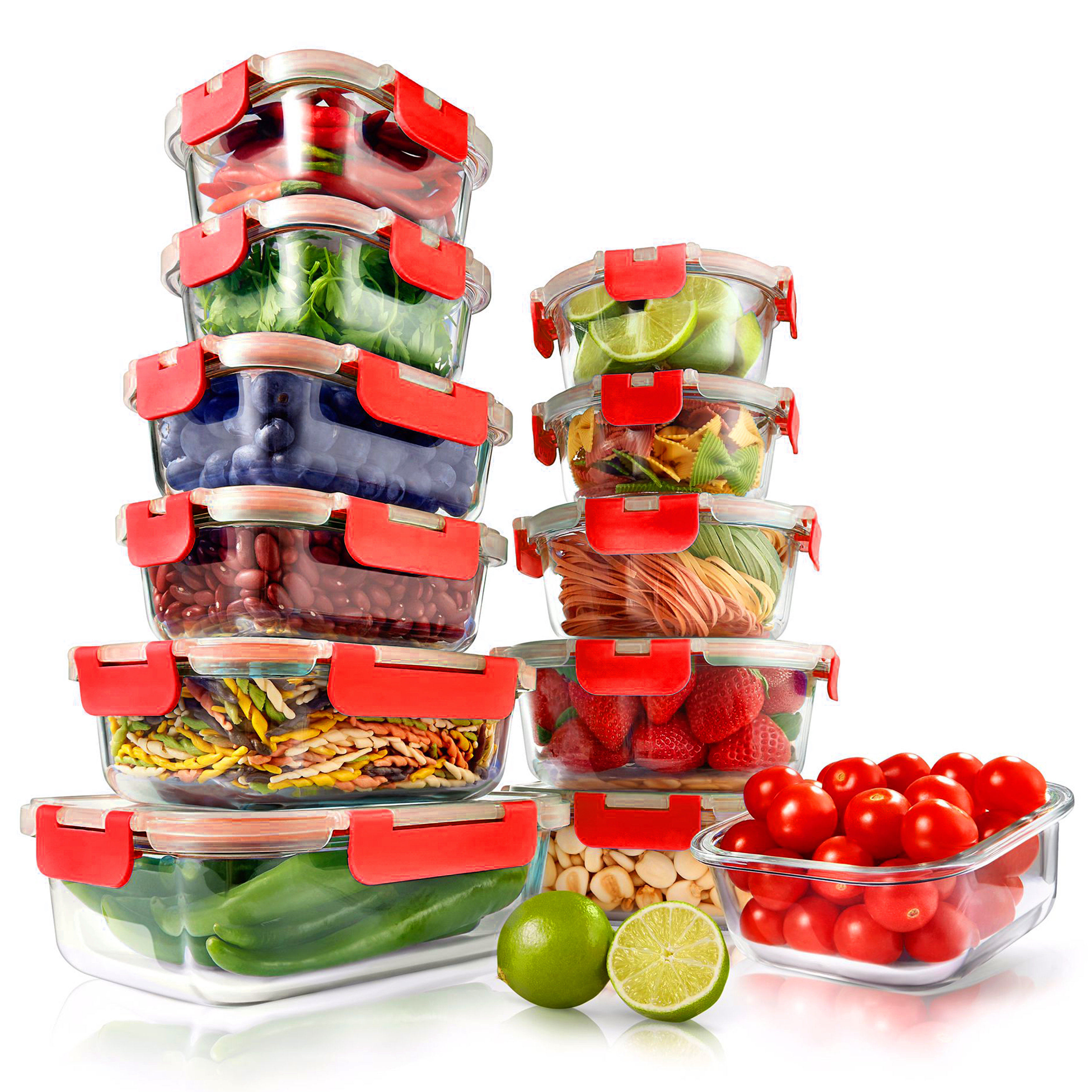 Prep & Savour Innovated Hinged Stackable 24 Container Food Storage Set ...