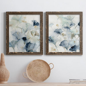 Red Barrel Studio® Indigo Ginkgo I - 2 Piece Picture Frame Painting Set ...