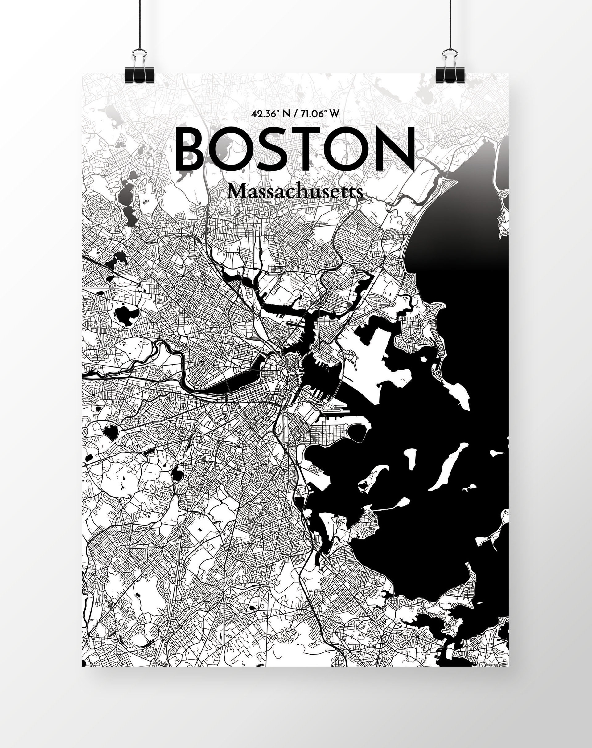 Wrought Studio Boston City Map - Panoramic Graphic Art | Wayfair