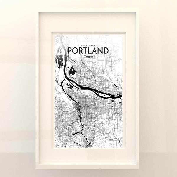 OurPoster.com Portland City Map On Paper Graphic Art | Wayfair