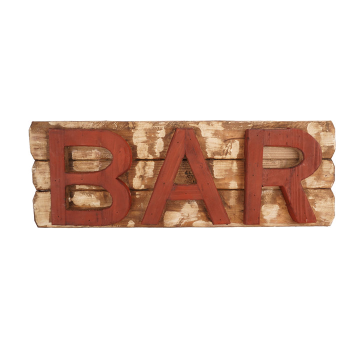 Williston Forge Rustic Wooden BAR Sign Wall Decor & Reviews | Wayfair