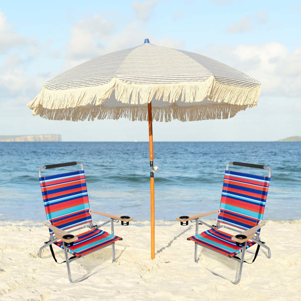 Arlmont & Co. Monisola Reclining/Folding Beach Chair | Wayfair