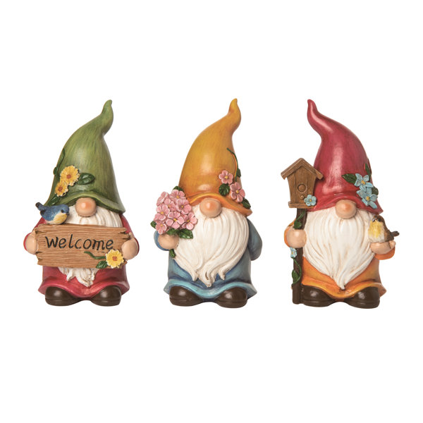 Red Barrel Studio® 3 Piece Resin Friendly Gnome Figurine Set | Wayfair