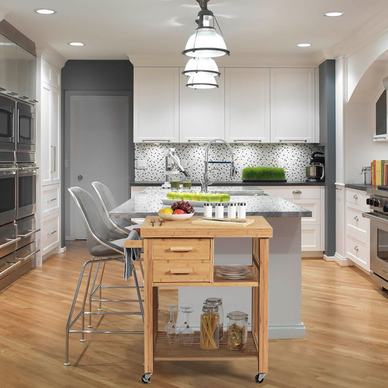 Loon Peak® Bamboo Kitchen Cart | Wayfair