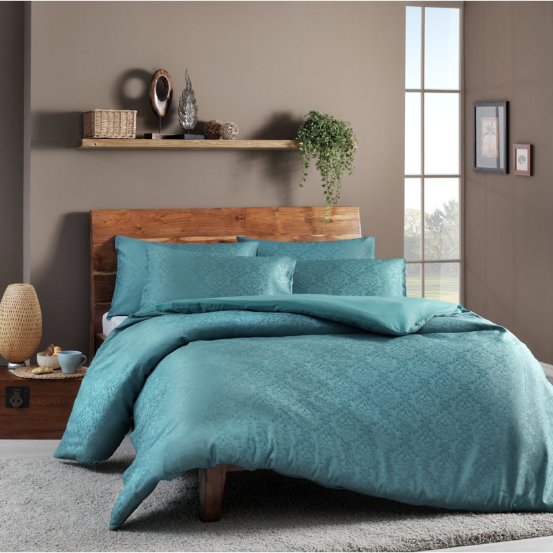 ClassicLiving Shoals Blue Satin 300 TC Duvet Cover Set & Reviews ...