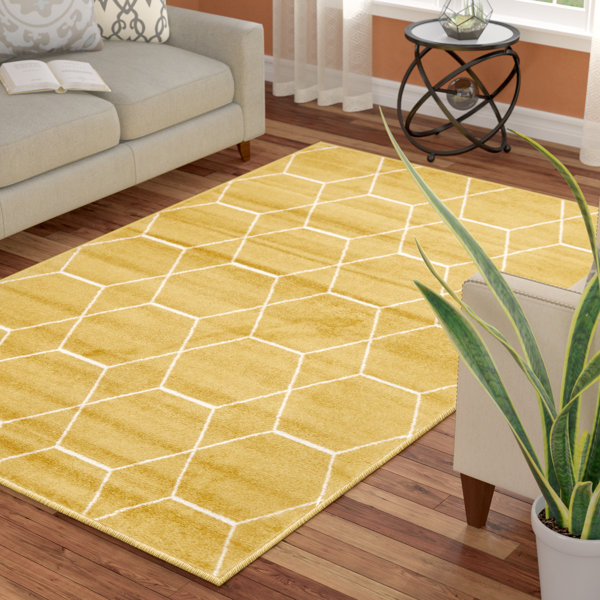 George Oliver Debrodie Geometric Yellow Area Rug & Reviews | Wayfair