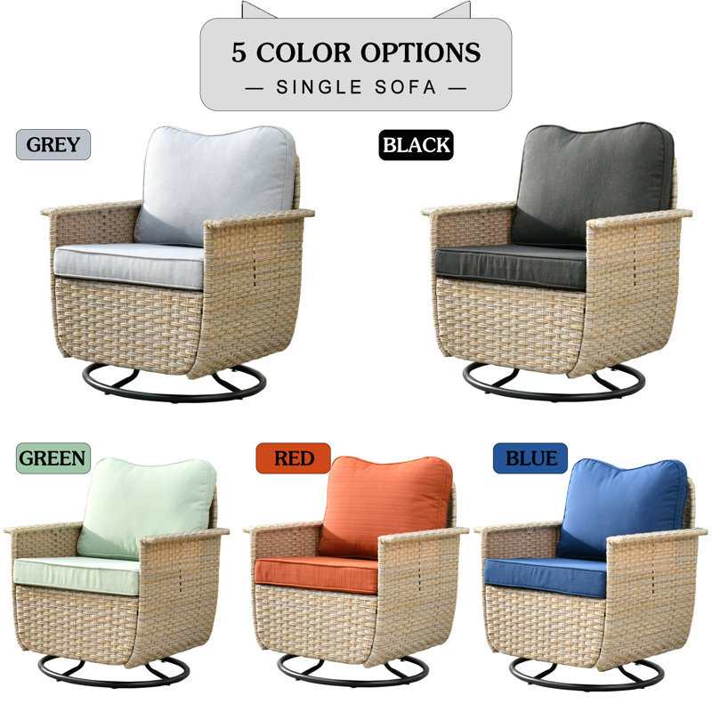 XIZZI Swivel Patio Dining Armchair with Cushion | Wayfair