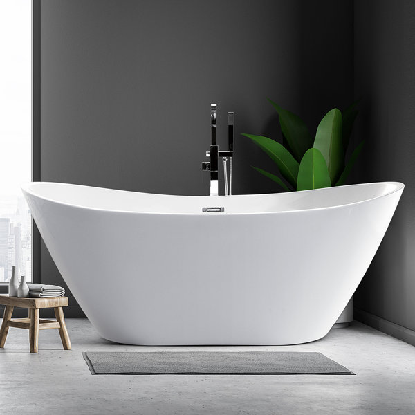 Trustmade 70.875'' x 31.5'' Freestanding Soaking Acrylic Bathtub ...
