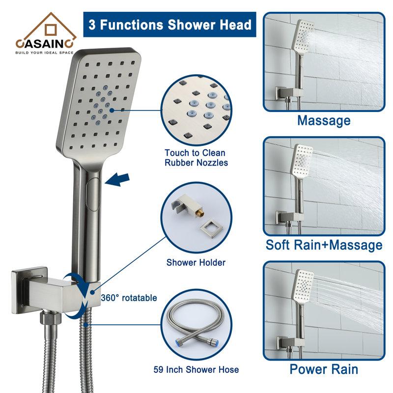 CASAINC Pressure-Balanced Tub & Shower Faucet with Rough-In Valve, Trim ...