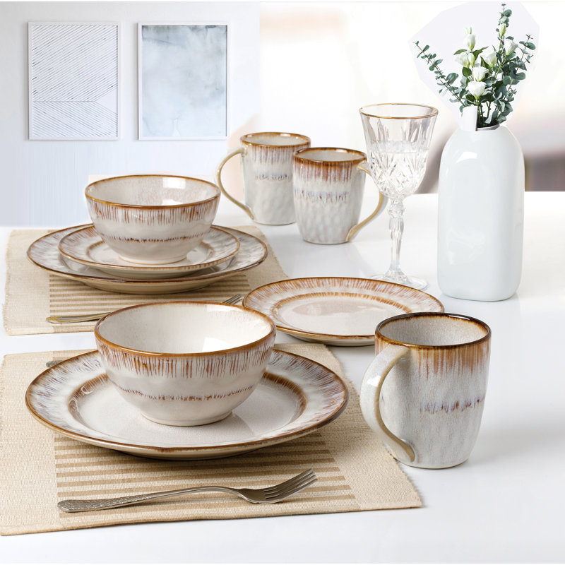 Lorren Home Trends Stoneware Dinnerware Set - Service for 4 & Reviews ...