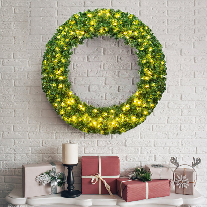 The Holiday Aisle® Faux Lighted 48'' Wreath & Reviews | Wayfair