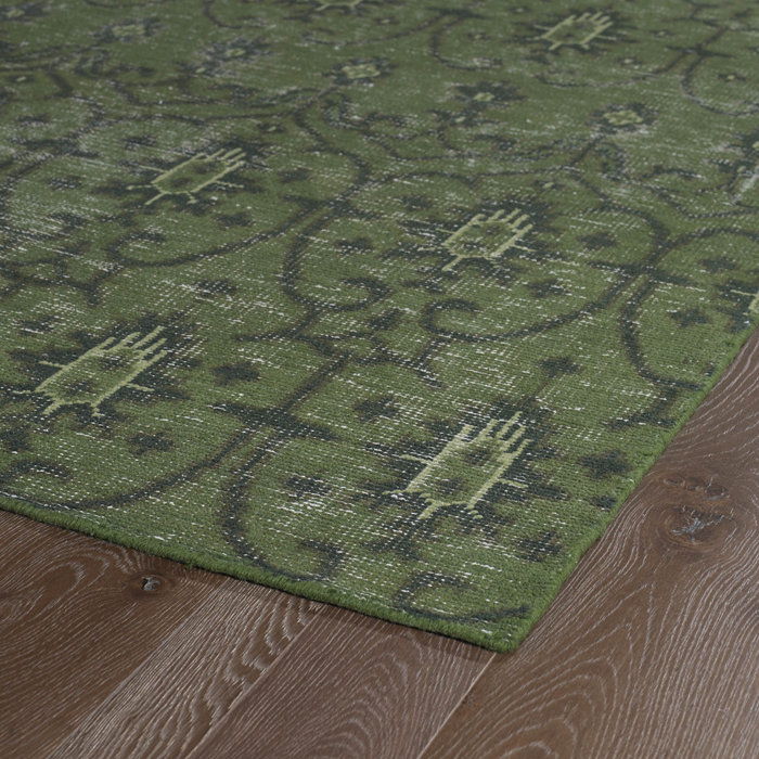Kaleen Restoration Handmade Hand-Knotted Wool Green Rug & Reviews | Wayfair