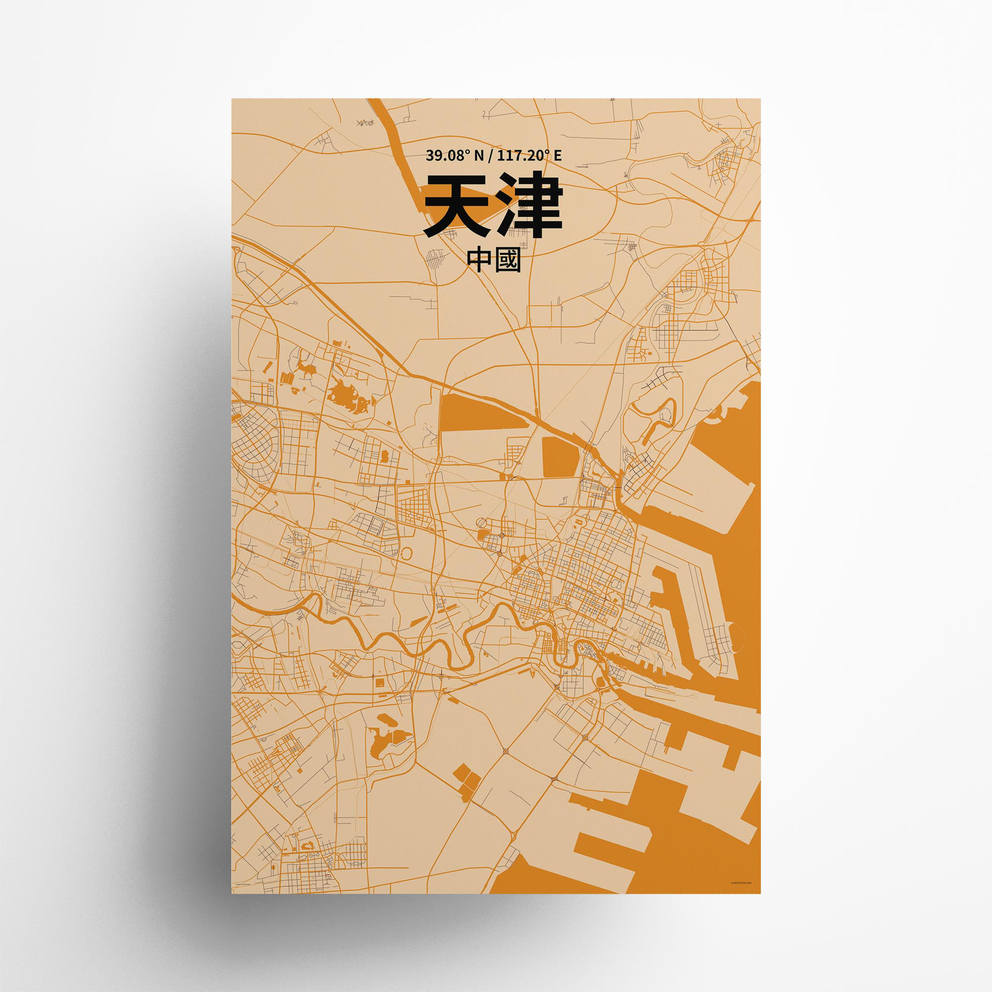17 Stories China City Map Posters Tianjin China|中國 City Map - Unframed ...