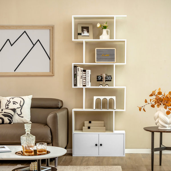 Millwood Pines Niklaus 72'' H x 9'' W Geometric Bookcase | Wayfair