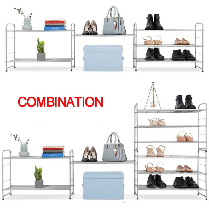 Rebrilliant 12 Pairs Silver Metal Shoe Rack & Reviews | Wayfair