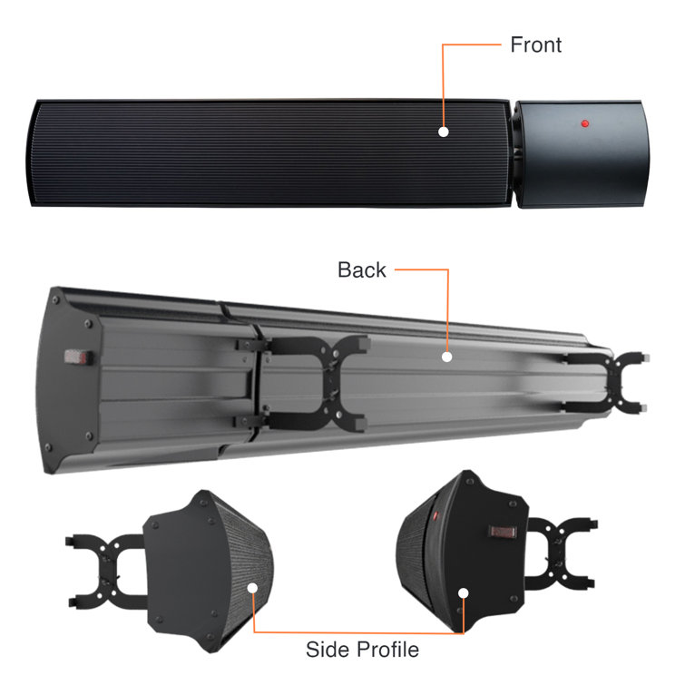 Mirrorstone 1800W Helios Infrared Bar Heater Black | Wayfair.co.uk