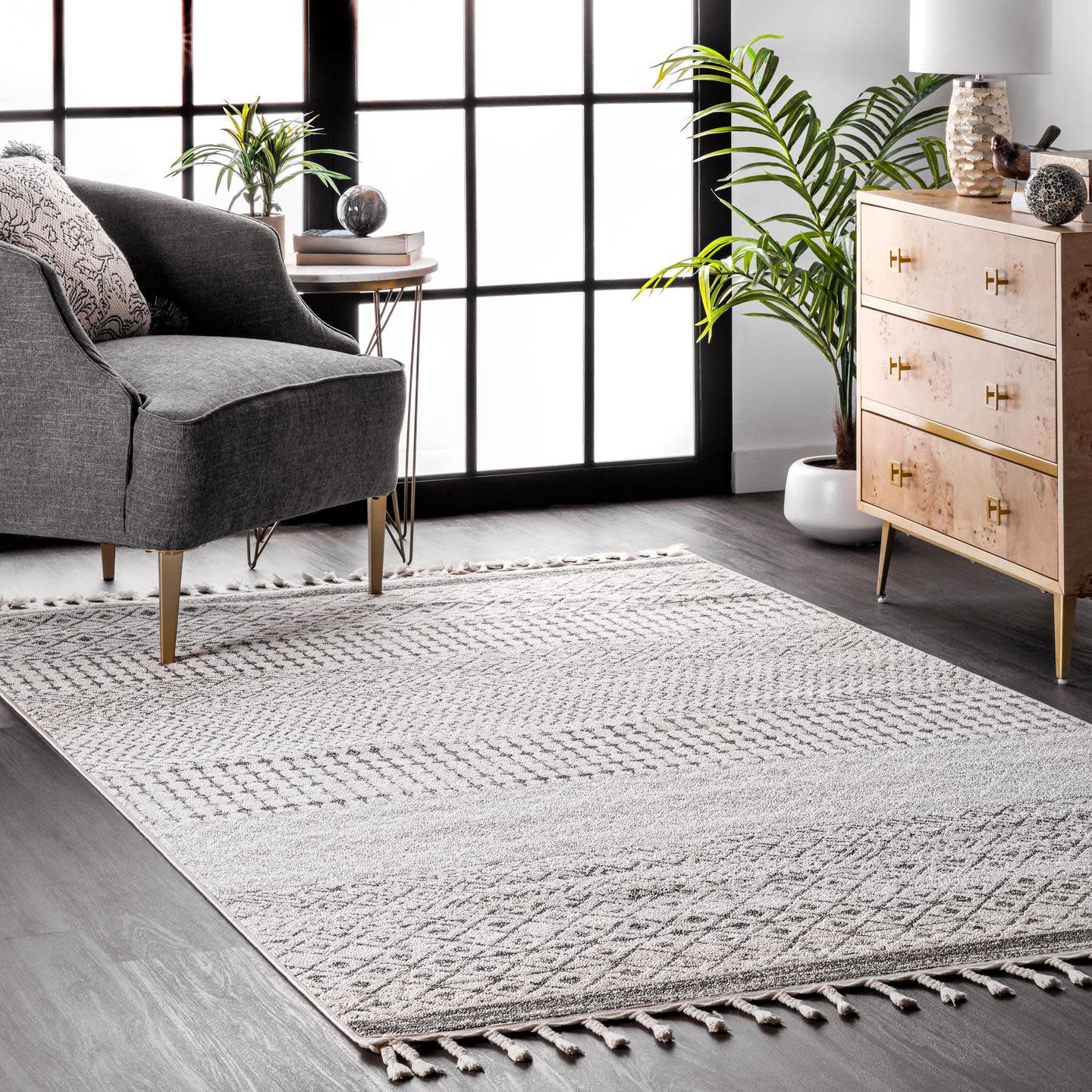 Union Rustic Lannie Performance Gray Rug & Reviews | Wayfair
