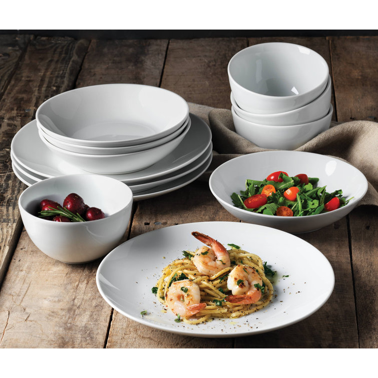 Latitude Run® Denmark Porcelain China Dinnerware - Set of 12 & Reviews ...