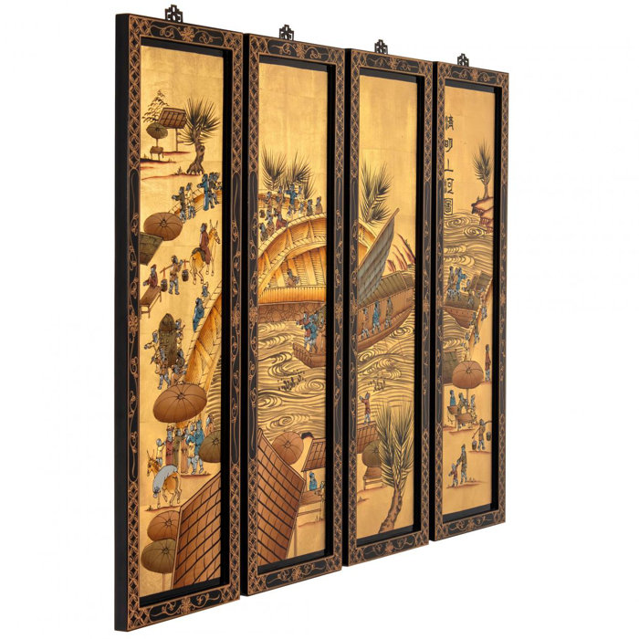 Oriental Furniture Ching Ming 36" H x 12" W 4 - Piece Wall Décor | Wayfair