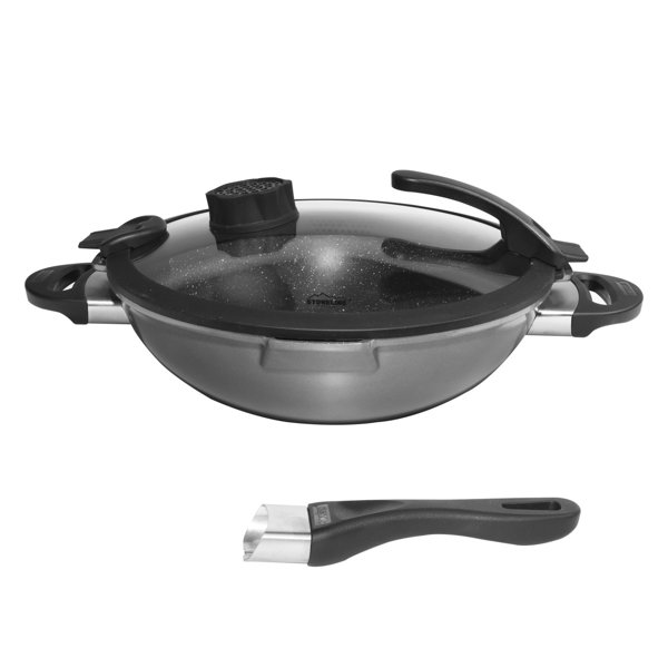 Stoneline 2 - Piece Non-Stick Aluminium Wok Set with Lid | Wayfair.co.uk