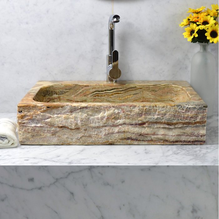 AA Warehousing Oliver Stone Rectangular Vessel Bathroom Sink & Reviews ...