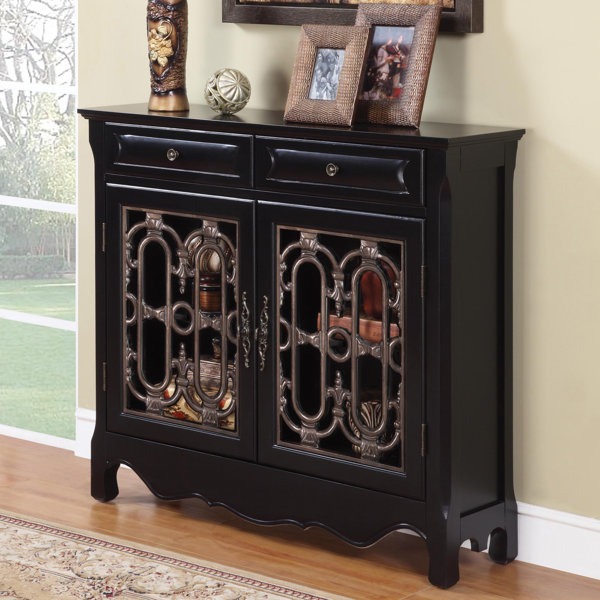 Powell Two Drawer Scroll Console in Black - Wayfair Canada