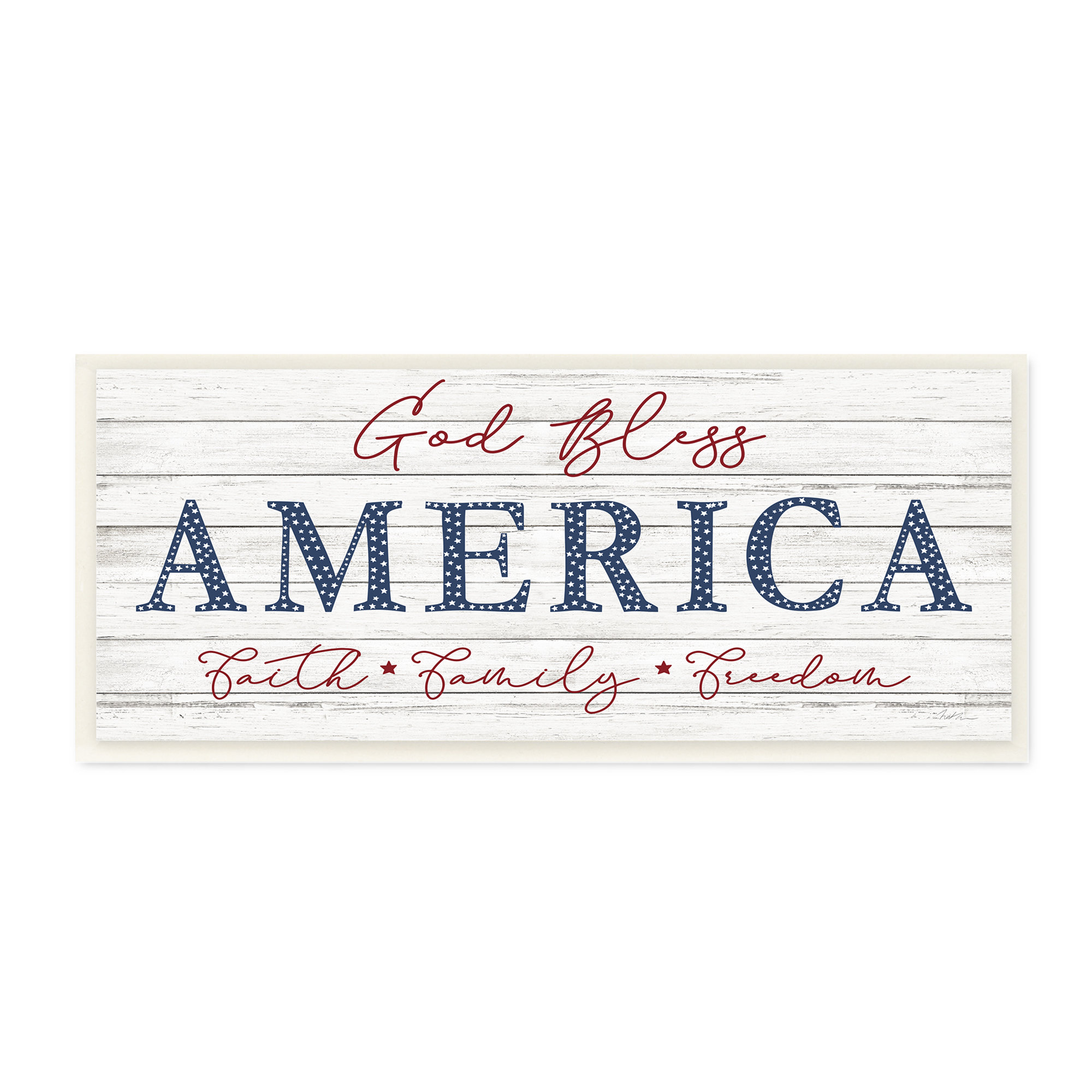 Stupell Industries God Bless America Faith Family Freedom Hanging Sign ...