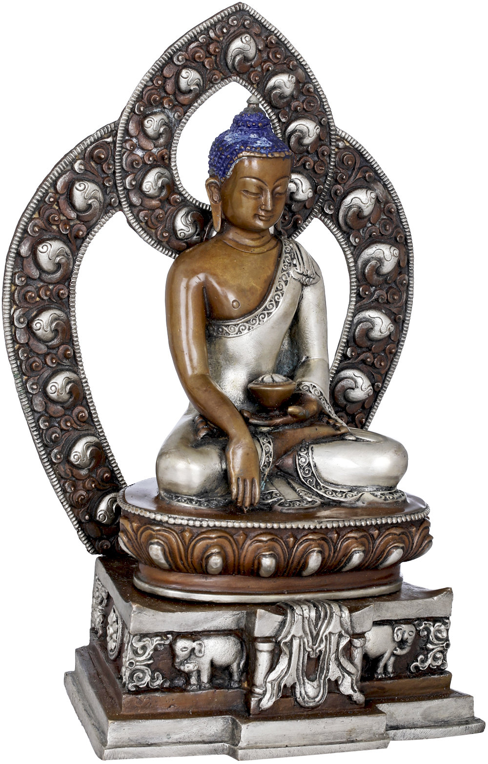 Bungalow Rose Shakyamuni Buddha Seated on Elephant Throne Figurine ...