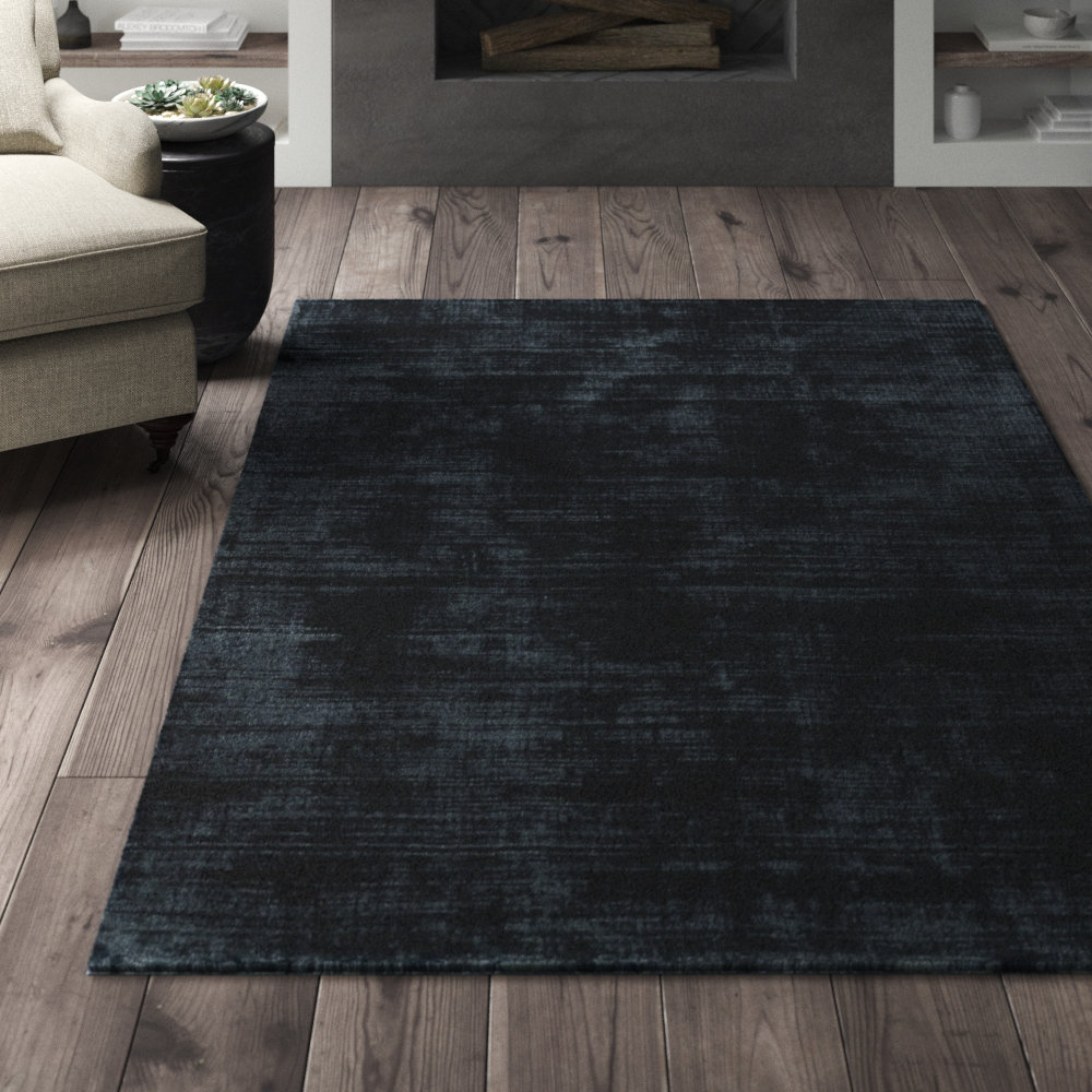 Greyleigh™ Lowesdale Handmade Flatweave Viscose Ink Blue/Black Rug ...