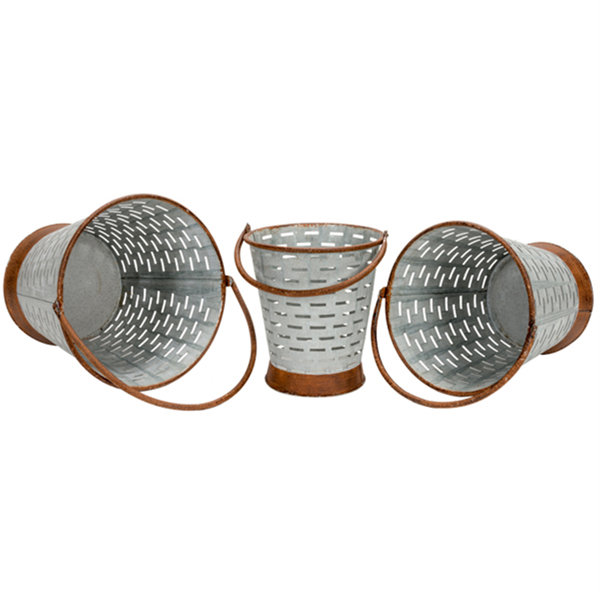 Gracie Oaks Rustic Metal/Wire Bucket with Handle Set | Wayfair