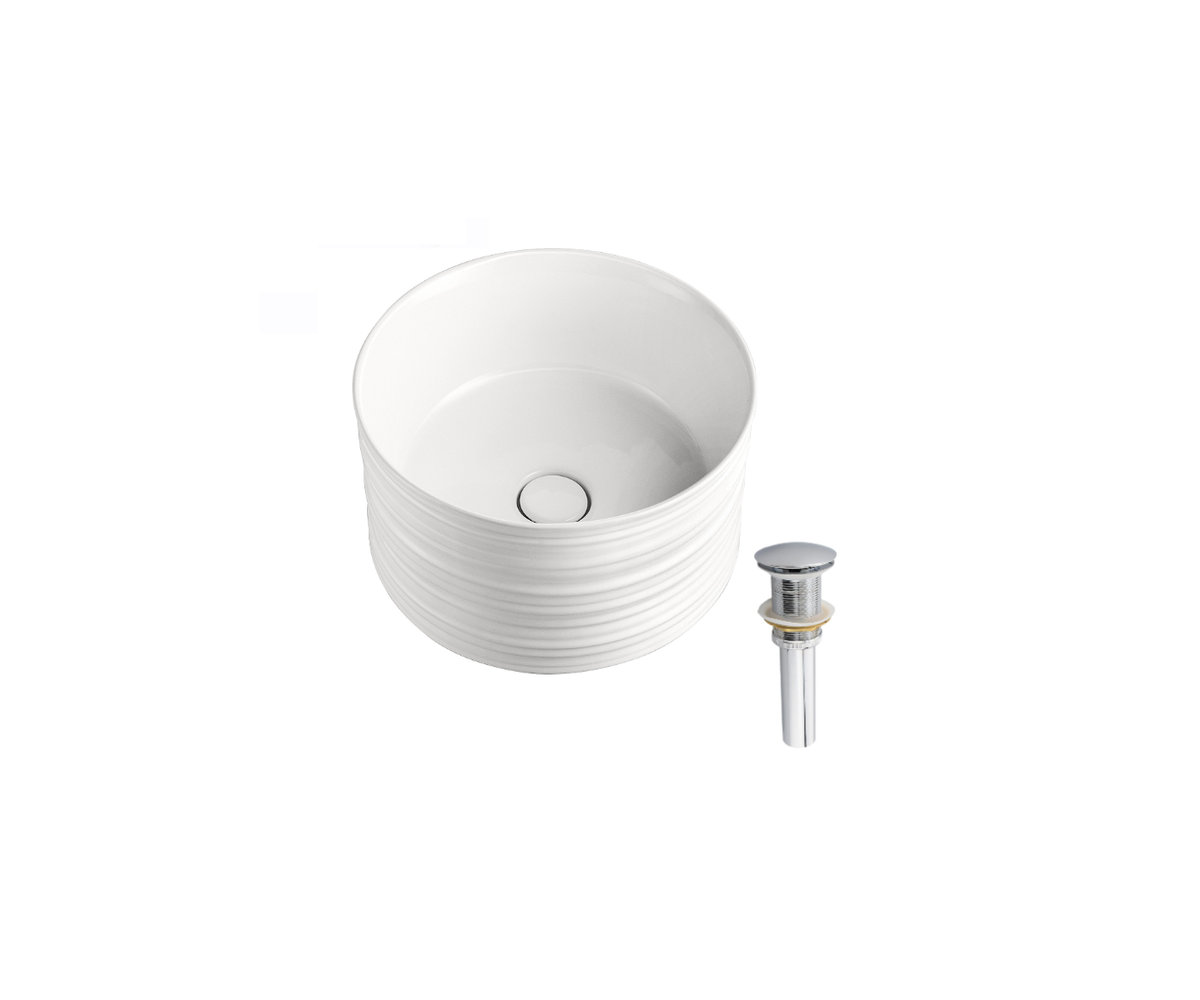 DROP Bath And Kitchen 16.3'' Ceramic Circular Vessel Bathroom Sink ...