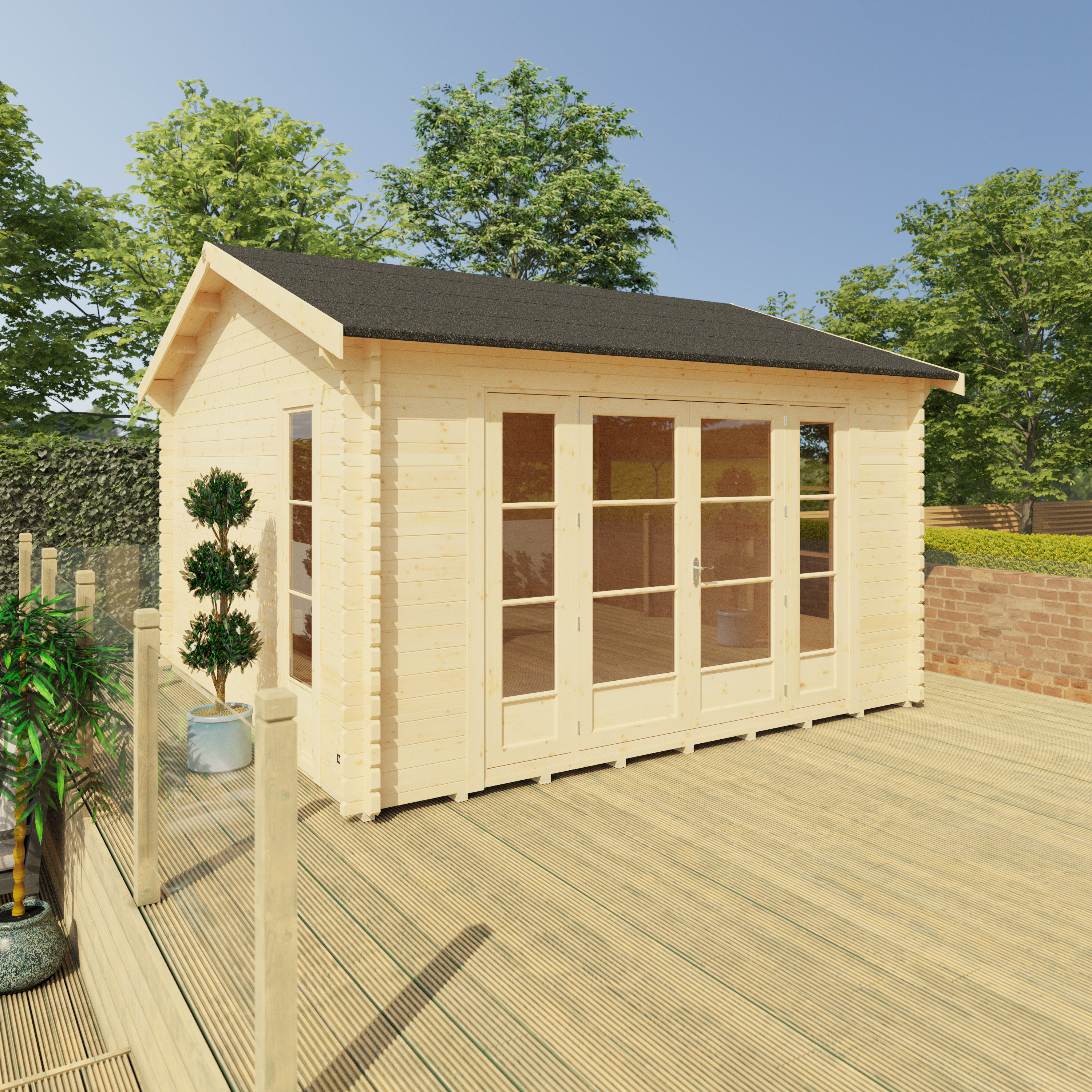 Tiger Sheds The Balinese Tongue & Groove Log Cabin 14x14w | Wayfair.co.uk