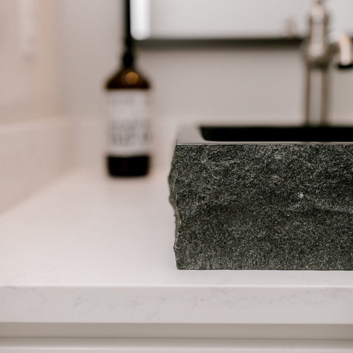 Novatto 18'' Black Stone Square Vessel Bathroom Sink | Wayfair