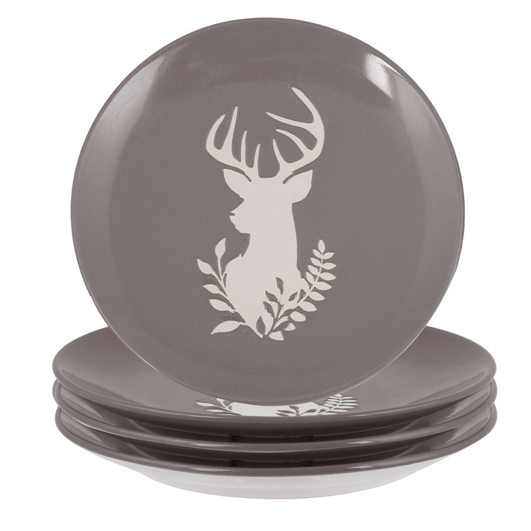 The Seasonal Aisle Set Of 4 Grey Stag Christmas Side Plates | Wayfair.co.uk