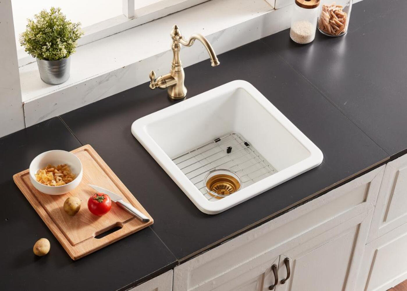 Shoppingdetangled 19'' W Single Bowl Fireclay Undermount Kitchen Sink ...
