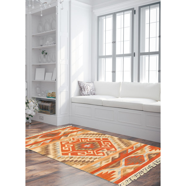 Foundry Select Innis Handmade Flatweave Wool Orange/Brown/Beige Rug ...