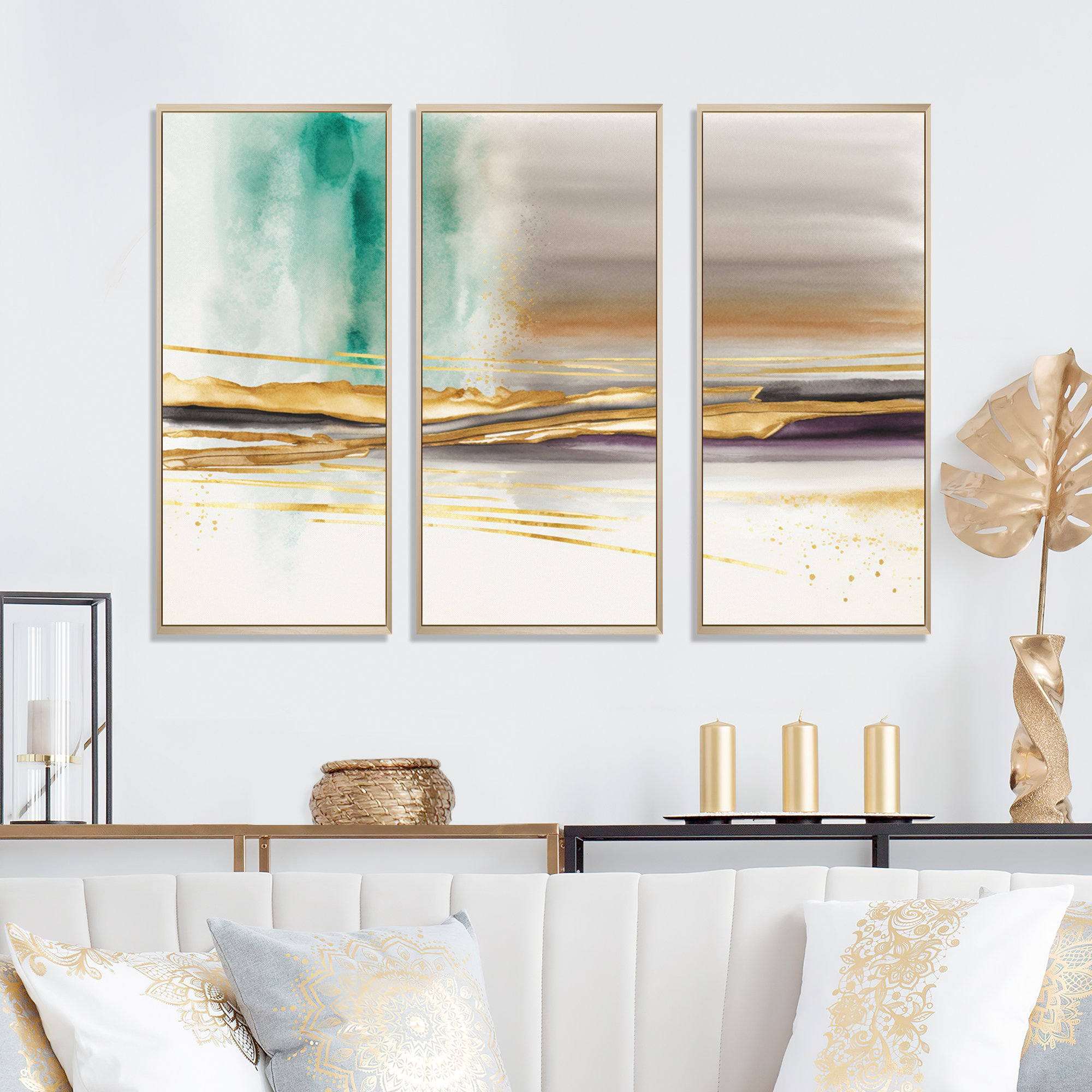 Mercer41 Golden Morning Glory IV On Canvas 3 Pieces Print | Wayfair