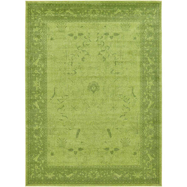 Bungalow Rose Godina Performance Dark Green Rug & Reviews | Wayfair