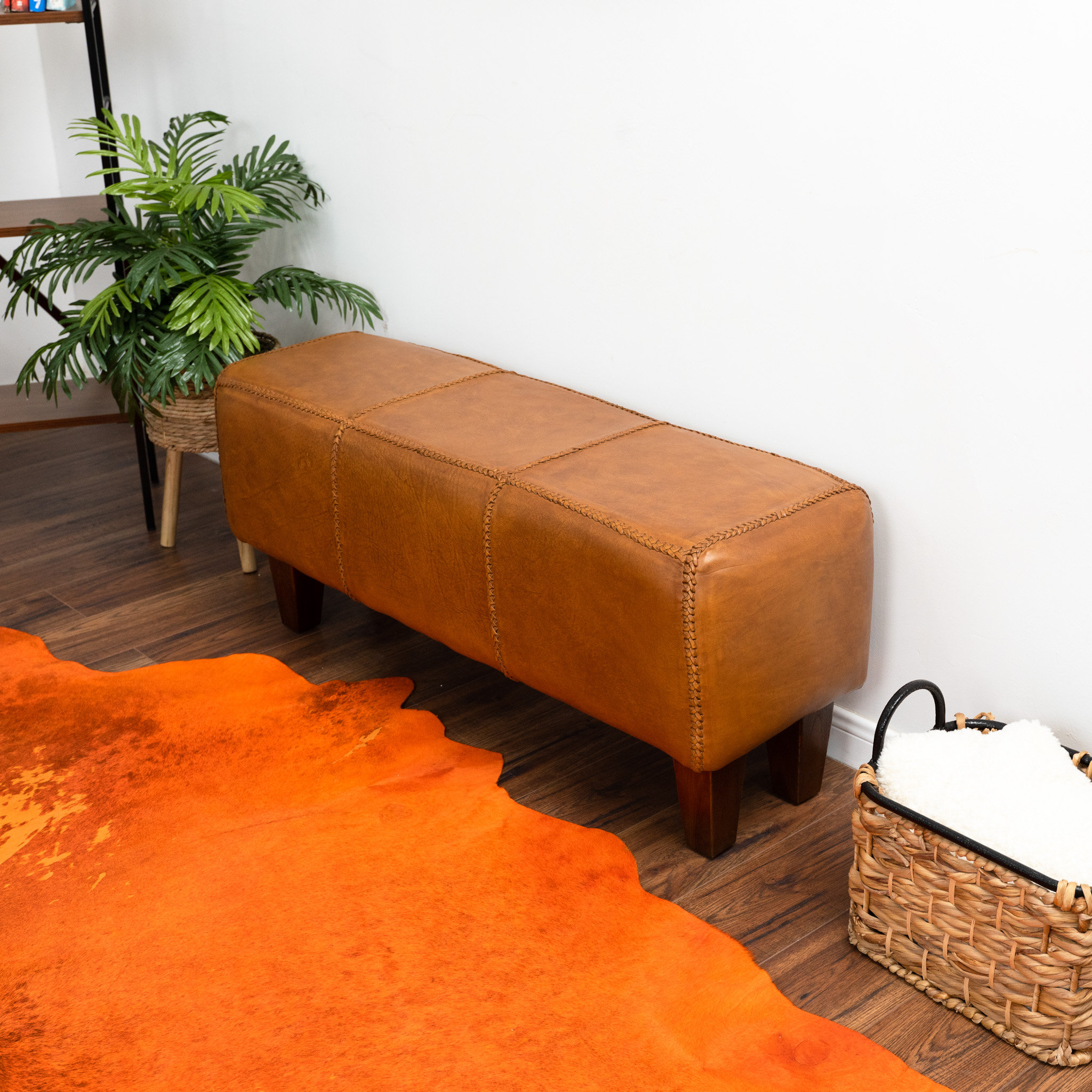 Steelside™ Kaylee Genuine Leather Upholstered Bench & Reviews | Wayfair