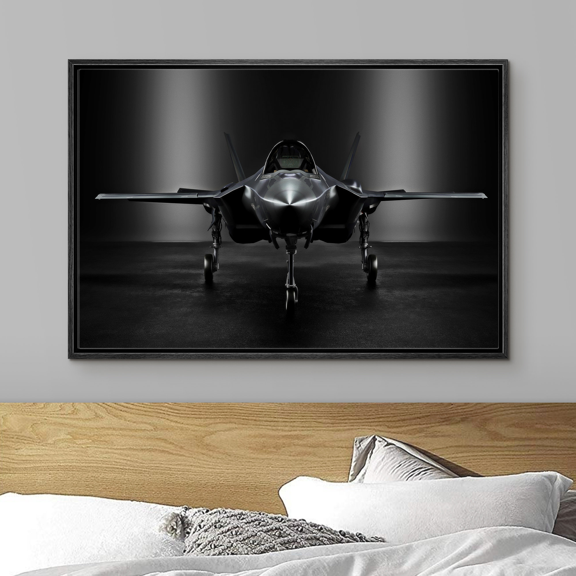 SIGNLEADER Fighter Jet In Airplane Hanger - Floater Frame Graphic Art ...